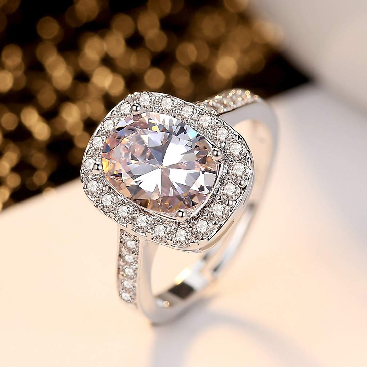 Harlorki Women's Silver Alloy Metal Rhinestone Crystal Wedding Necklace Earring Finger Ring Pendent Charm Jewelry Set