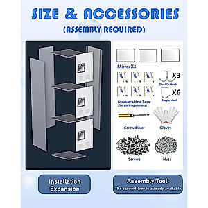 KAER 3 Doors Metal Locker,Lockable Storage Cabinet,Metal Lockers for Employees,Locker for School, Gym, Home, Office, Garage Storage Cabinet with Mirror Hook and Assembly Tool (Off-White, Unassembled)