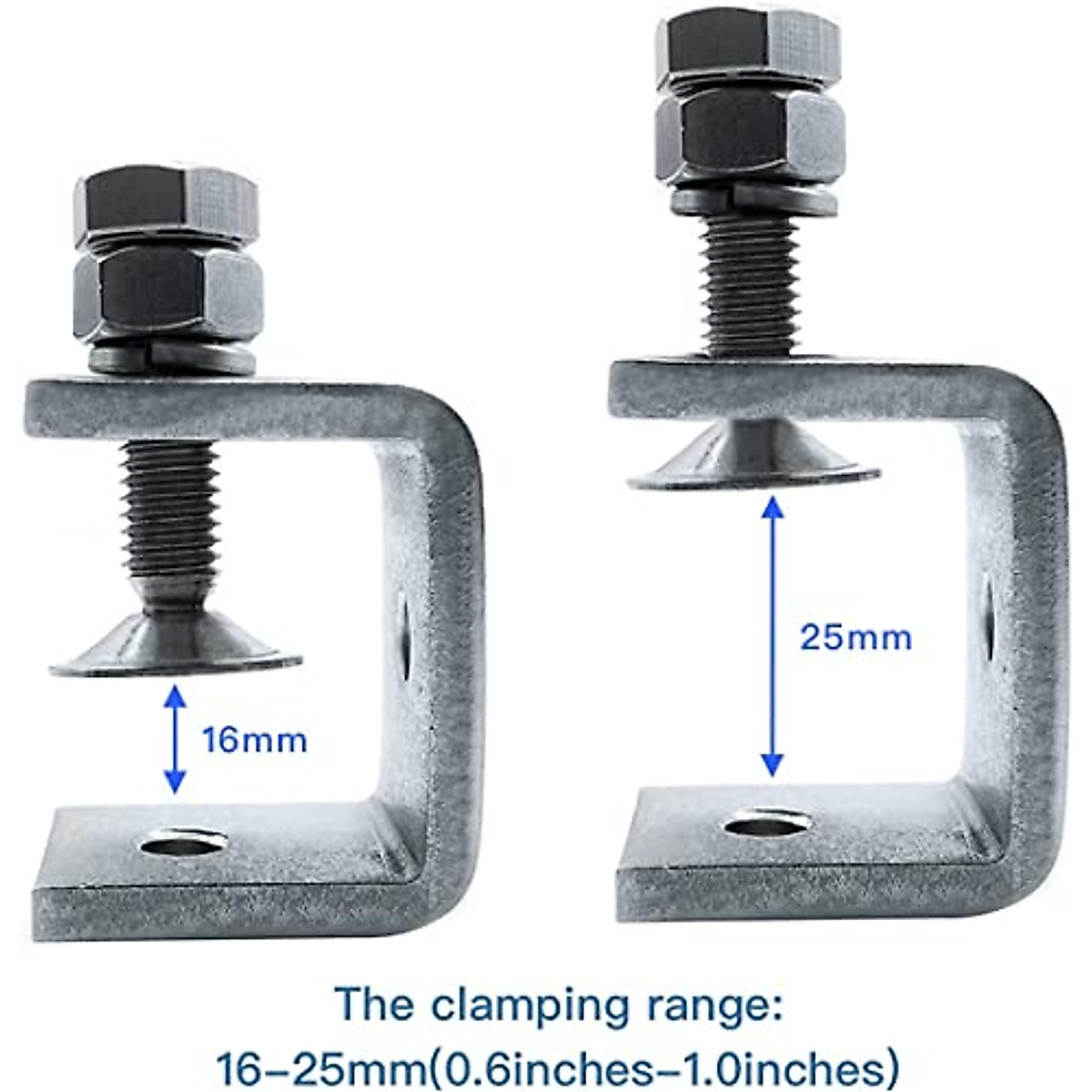 Stainless Steel C Clamps Mini 16-30Mm for Mounting, Heavy Duty Woodworking U Clamp Set Tiger Clamp Tools with Stable Wide Jaw Opening & Protective Pads for Welding/Carpenter