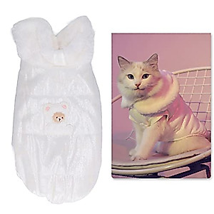 Cat Winter Coat, Pet Cold Weather Clothes with Fur Collar for Small Puppy Dog Clothes Cat Puppy Kitten Clothes M