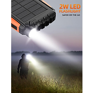 Power-Bank-Solar-Charger - 42800mAh Portable Charger,Solar Power Bank,External Battery Pack 5V3.1A Qc 3.0 Fast Charger Built-in Super Bright Flashlight (Orange)