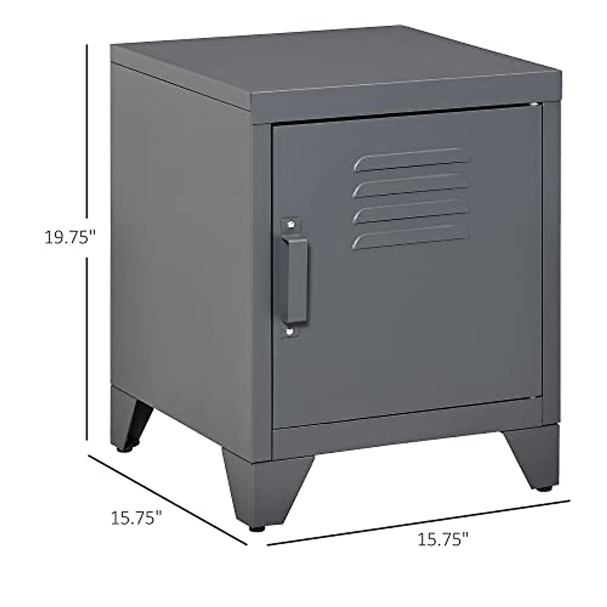 HOMCOM Industrial End Table, Living Room Side Table with Locker-Style Door and Adjustable Shelf, Grey