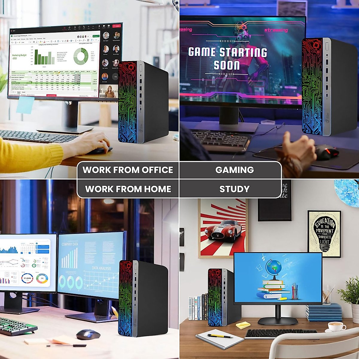 BTO RGB Prebuilt Gaming PC Desktop - Intel Core i5 7th Gen, 16GB DDR4 Ram, 1TB SSD, AMD Radeon RX-550 4GB GDDR5 Graphics Card, Windows 10 Pro, Computer Tower for PC Gaming, HDMI, DP (Renewed)