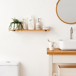 TRWISWDC Oak Floating Shelves 12 inches Floating Wood Shelf Wall Mounted with Lip Brackets for Bedroom Living Room Kitchen Bathroom Rustic Wall Storage Shelves (Upgrade Width 6")