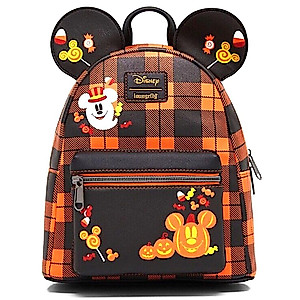 Loungefly Disney Halloween Plaid Mickey Mouse Ears Mini Backpack