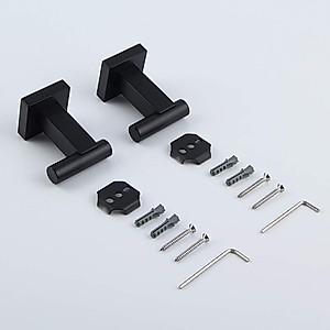 BEIGEEWY Matte Black Towel Coat Hook SUS 304 Stainless Steel Bathroom Robe Hook Wall Mounted Round Kitchen Heavy Duty Door Hanger 2 Pack