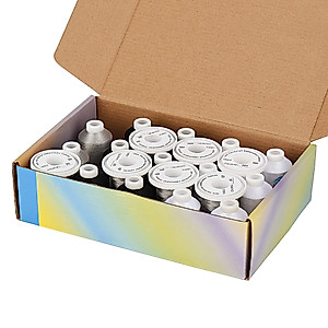 Simthread Embroidery Machine Thread Kit 800Y 21 Spools Black White and Silver Grey Colors for Professional Embroidery Design