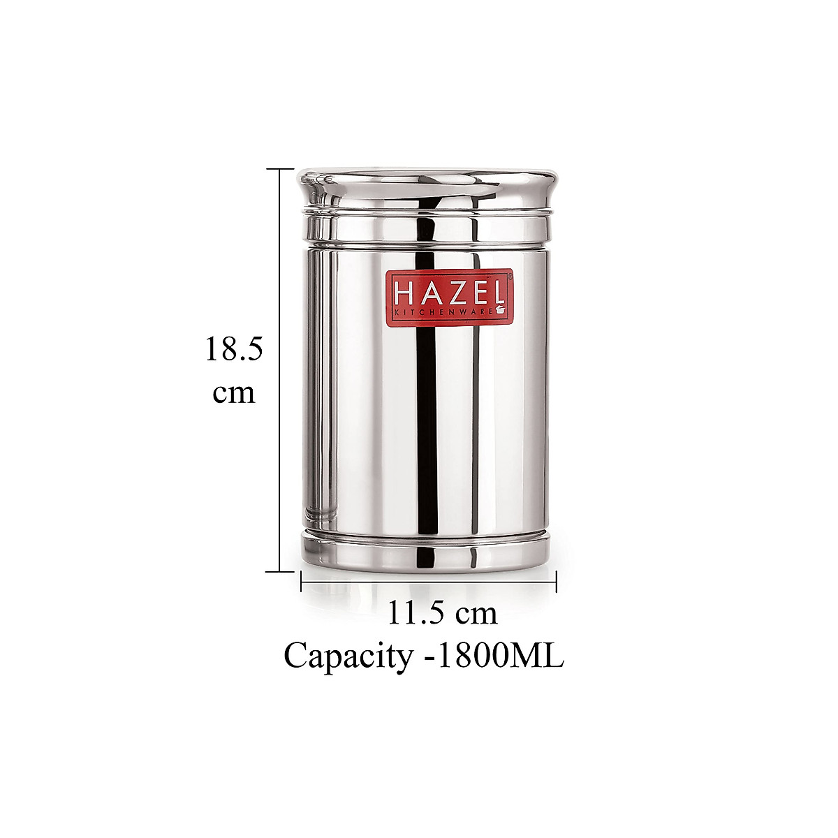 HAZEL Stainless Steel Airtight Container 1800 Ml Steel Storage Box For Kitchen Steel Container Jar For Kitchen Storage Ideal For Storing Rice, Cereal, Pulse, Snacks, Silver