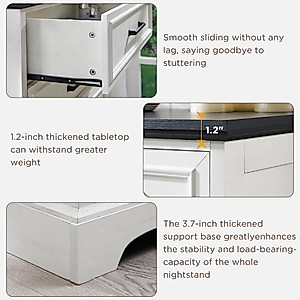 ACCOHOHO Farmhouse 5 Drawers Dresser Chests for Bedroom,46" Tall Wood Rustic Chest of Drawers with Wide Metal Handle,Natural Texture,Drawer Organizer for Bedroom,Living Room,Hallway and Entryway,White