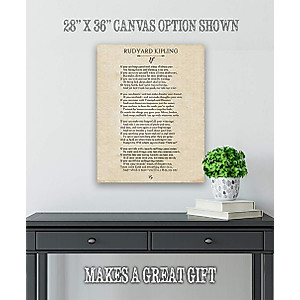 Rudyard Kipling - If - Inspirational Sayings Wall Decor, Motivational Poem Poster, Canvas Wall Art for Home and Office, Inspiring Literature Gift, Choose Unframed Book Poster Poster or Canvas Arts