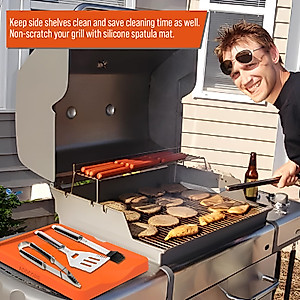 Silicone Spatula Mat for Ladle, Spoon Rest Kitchen Utensil Holder Drip Pad, Heat Resistant Spoon Holder for Stove Top & Grill, Non Slip, Keep Neat and Clean(Orange)