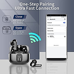 Btootos Wireless Earbud Bluetooth Headphones with 4 Mic,40H Playtime LED Power Display Bluetooth 5.3 True Wireless Earbud,Deep Bass Mini Wireless Headphones in Ear Buds Wireless Earphones Sport Black