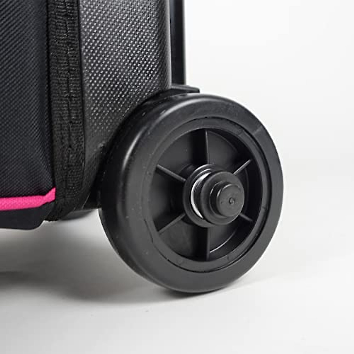 Elite Basic Double Roller 2 Ball Bowling Bag with Wheels | Large Top Pocket for Accessories or Bowling Shoes up to size 15 | Retractable Handle Extends to 37" (Pink)