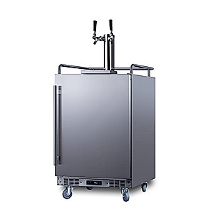 Summit SBC683OSTWIN 24" Wide Built-in or Freestanding Outdoor Beer Kegerator, Dual Tap, Weatherproof, Automatic Defrost, Digital Thermostat, Tap Cool System, Adjustable Shelves, four Casters