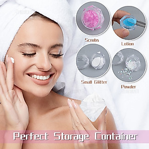 AUEAR, 50 Pack Diamond Shaped Clear Jars 5 ML Empty Refillable Cosmetic Small Jar Makeup Container with Lids Sample Trial Case Storage Box for Party Favors Decor