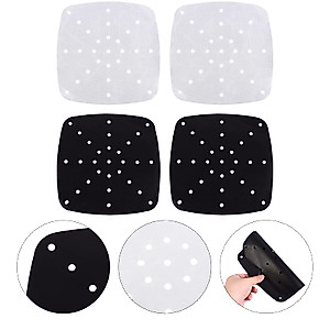Hemoton 8 Pcs Air Fryer Pad Airfryer Air Fryers Round Steamer Liner Perforated Baking Pad Air Fryer Parchment Oven Steamer Patch Mat for Air Fryer Non-stick Mat Tray