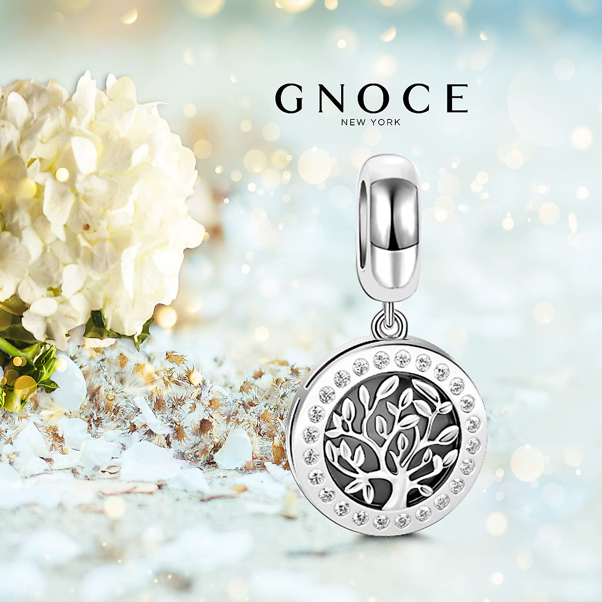 GNOCE "Tree of Life Charms Sterling Silver Family Tree Pendant Charms Engraved with Follow Your Dreams Fit All Bracelet Necklace Birthday Valentines Day Women Gifts