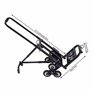 Stair Climbing Cart Portable Climbing Cart 330 LBS Three-Wheel Chassis Portable Stair Climber Hand Truck Heavy Duty with 10 Wheels (Black-330 lbs-10 Wheels)