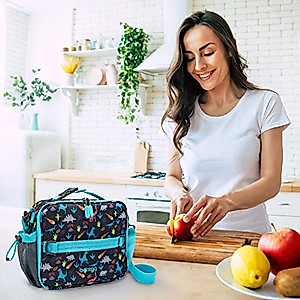 Bentgo Prints Insulated Lunch Bag Set With Kids Bento-Style Lunch Box (Dinosaur)