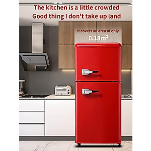 HOPDAY FLS-80G-RED Retro Compact Refrigerator, Red
