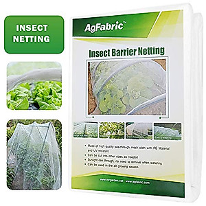 Agfabric Garden Netting Insect Pest Barrier Bird Netting for Garden Protection,Row Cover Mesh Netting for Vegetables Fruit Trees and Plants,6.5'x10',White
