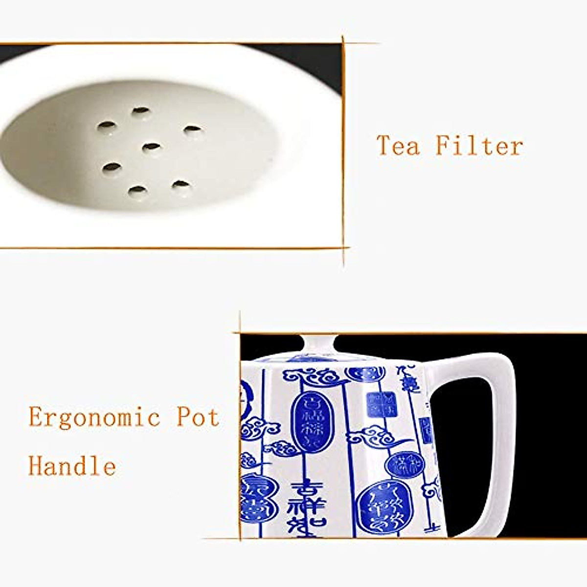 Hokcus 2L Electric Ceramic Kettle Teapot-Retro Stainless Steel Jug,Bpa-Free,Automatic Power Off Fast Boiling 1000W Removable Base,Boil Dry Protection/Blue/Red