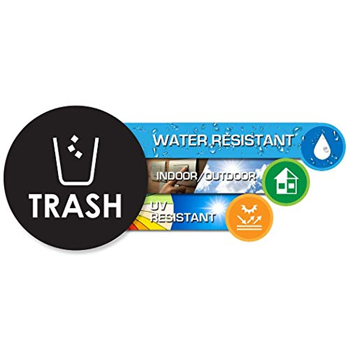 Recycle and Trash Can Compost Sticker - 4"x4" Adhesive Round Labels - 6 Pack Bundle Set - Indoor Home Kitchen & Office Disposal Bins (Pixelverse Design)