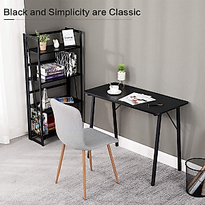 Computer Desk 40 Inch Kids Writing Desk for Small Spaces Students Study Table Home Office Wood Work Desk for Corner Bedroom Modern Portable Laptop Desk for School PC Gaming, Walnut Brown