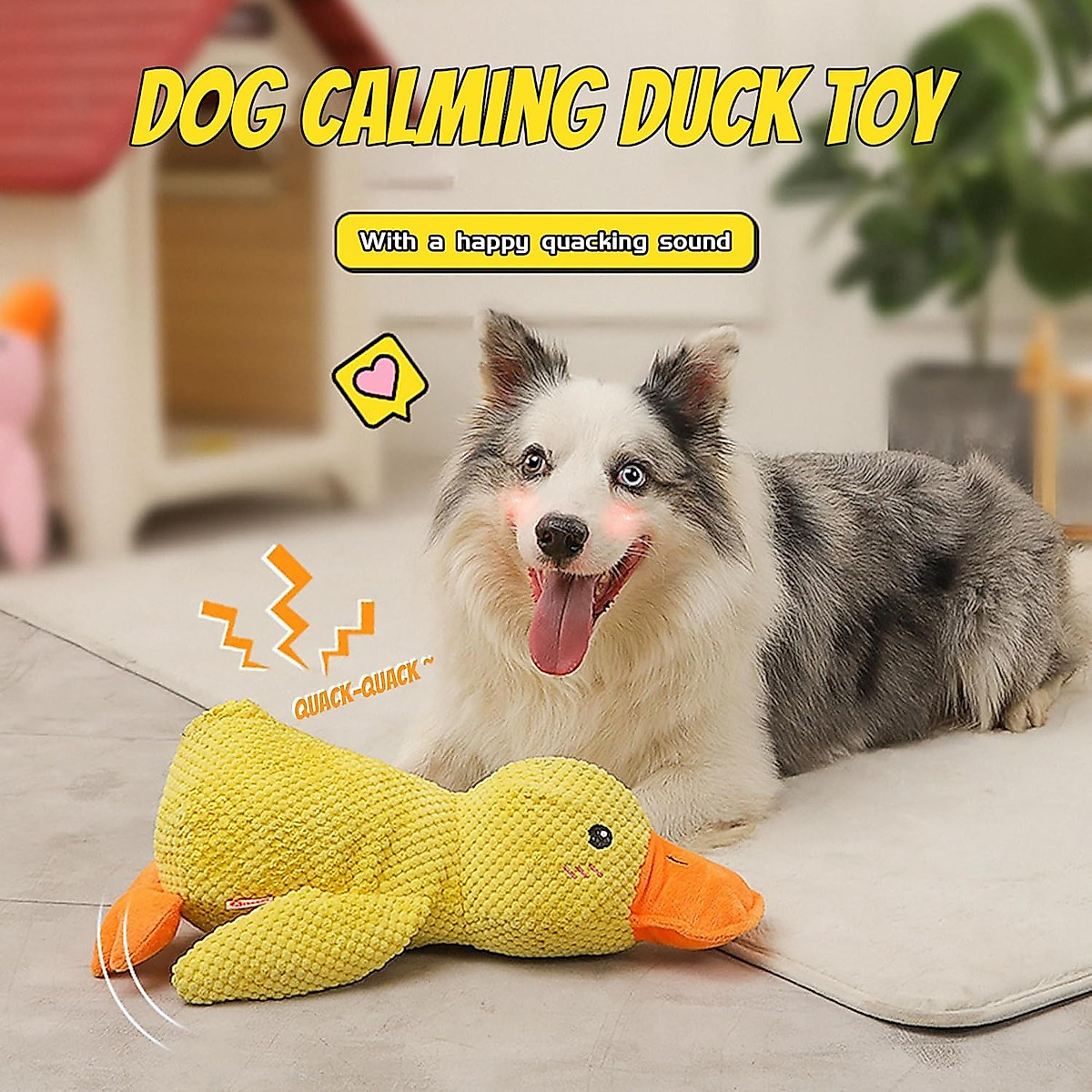 The Mellow Dog Calming Duck Toy with Soft Squeaker - IF They RIP ONE, WE Replace Another. (Yellow x1)
