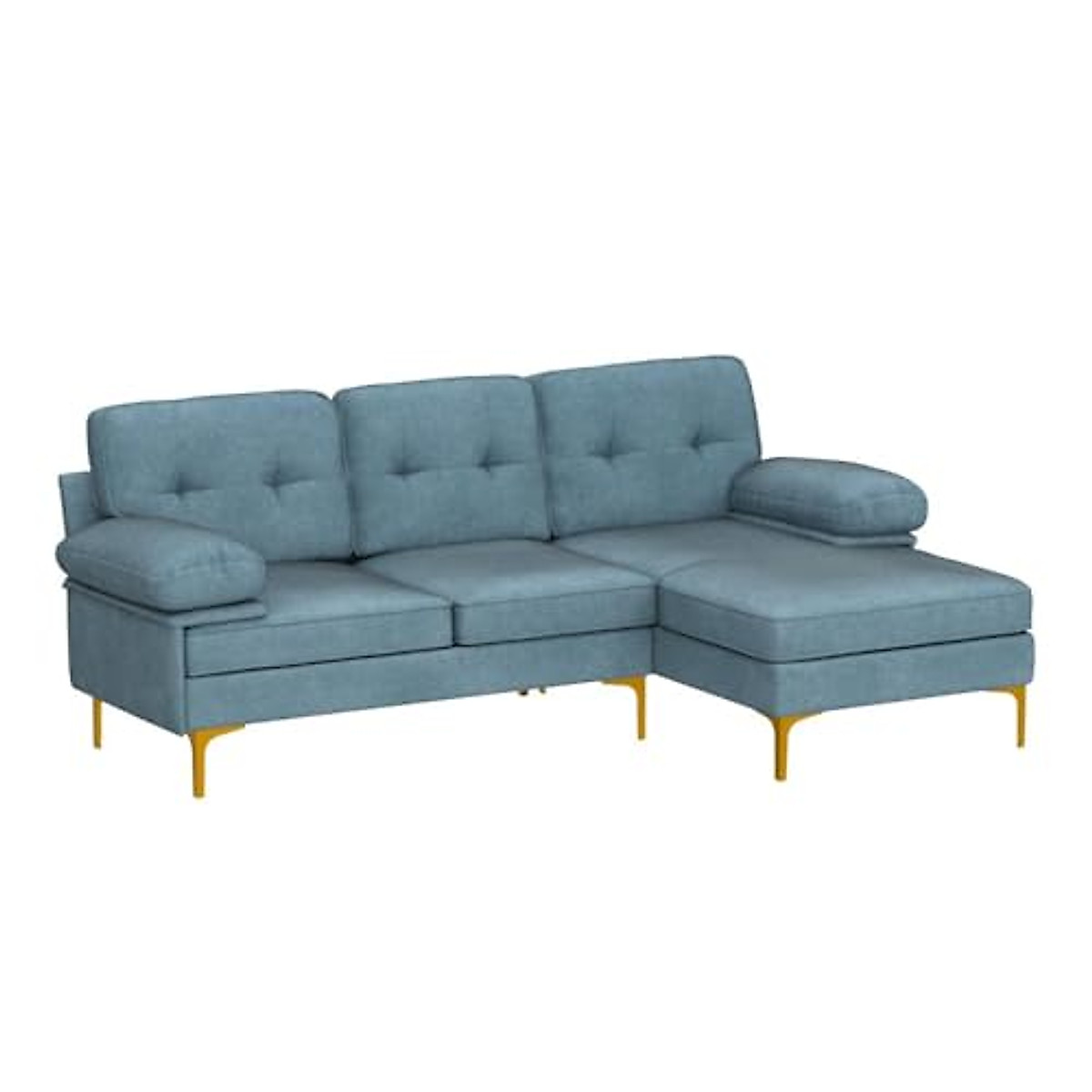 ABAKAN 79” Modern Sectional Sofas Couches for Living Room, Chenille L Shaped Couches with Chaise for Small Spaces, Sofa with Solid Wood Frame, Attached Armrest, Easy to Install(Light Blue)