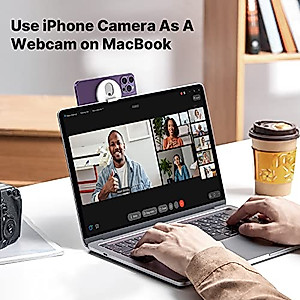 ULANZI MK-01 Continuity Camera Mount for MacBook, iPhone Camera Mount Compatible with MagSafe for iPhone 14/13/12, Magnetic Phone Webcam Mount with Desk View Support iOS 16 + & MacOS Ventura