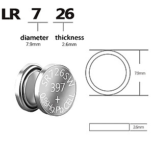 SKOANBE SR726SW 397 1.5V Silver Oxide Watch Battery-10 Packs