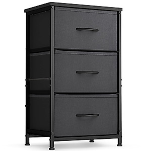 FEZIBO 2 Drawer Fabric Dresser Storage Tower, Organizer Unit for Bedroom, Closet, Entryway, Hallway, Nursery Room -Steel Frame, Wood Top, Easy Pull Handle-Espresso