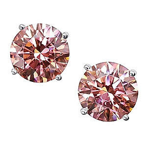 Oro Leoni 14K White Gold Simulated Morganite Stud Earrings, 7mm Round