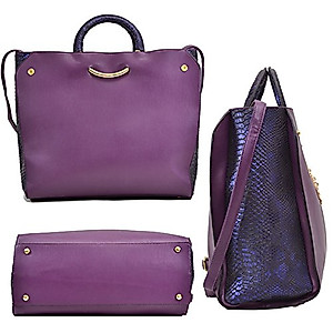 Dasein Women Convertible Tote Bag Satchel Purse with Embossed Trim