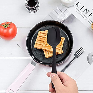 HOTEC Food Grade Silicone Rubber Spatula Set for Kitchen Baking, Cooking, and Mixing High Heat Resistant Non Stick Dishwasher Safe BPA-Free Black Set of 5