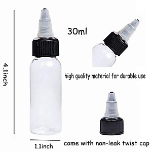 DOWEI 1oz Empty Ink Bottles,12pcs 1oz Twist Cap Plastic Clear Transparent Pigment Container Accessories Twist Top Bottle 1oz,30ml Squeeze Bottles (30ML 12PCS)