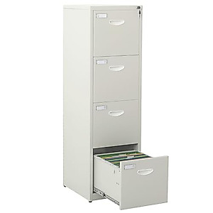 4 Drawer File Cabinet Vertical Filing Cabinets with Lock Metal File Cabinets Office Home Letter Size Steel Vertical File Cabinet for A4 Letter/Legal Size W15.7”x D18”x H53” Beige Assembly Required