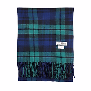 Achillea Long & Wide Scottish Tartan Plaid Large Cashmere Feel Blanket Scarf Check Shawl Wrap 80" x 29" (Green)