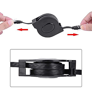 Adjustable Retractable Cat-6 10 Gigabit Ethernet Ultra Flat Retractable Cable Cat6 Ethernet Cable RJ45 Connectors for Travel, 1m / 3.3ft, 2m / 6.6ft Optional(6.6ft)