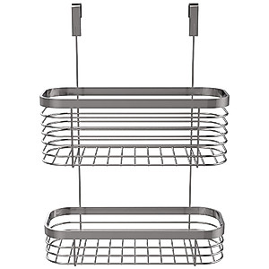 BZ Products Lilimpact Metal Over the Cabinet Kitchen Storage Organizer Basket for Kitchen Pantry- Large, Black (Chrome)