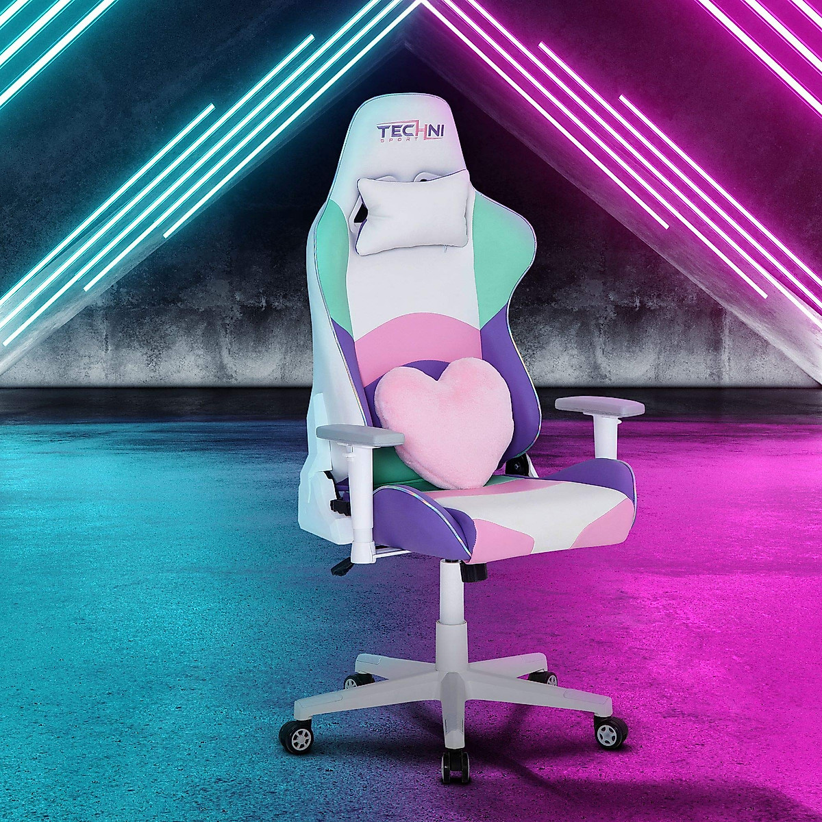 Techni Sport Gaming Chair Collection - Office Chair - Gaming Computer Chair - Recliner Chair - Back Support - Ergonomic & Adjustable - Lumbar Support Leather Gaming Chair (TS42, Multicolor)