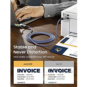 AINOPE Printer Cable, [2-in-1] USB Printer Cable High-Speed [Plug and Play] Nylon Braided [Never Rupture] USB B to USB C Printer Cord for MacBook Pro/Air, HP Canon Dell Epson Brother