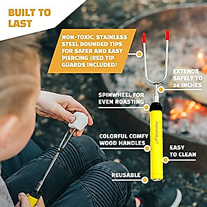 MalloMe Marshmallow Roasting Sticks Smores Kit - Marshmallows Smores Sticks for Fire Pit Long - Camping Campfire Accessories S'mores Gift Set- Smore Hot Dog Roaster Marshmello Skewers - 34 Inch 4 Pack