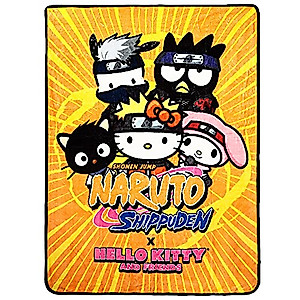 Bioworld Naruto x Sanrio Kawaii Character Mashup Fleece Throw