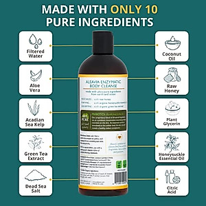 Aleavia Green Tea Honeysuckle Body Cleanse – Organic & All-Natural Prebiotic Body Wash with Raw Honey – 16 Oz.