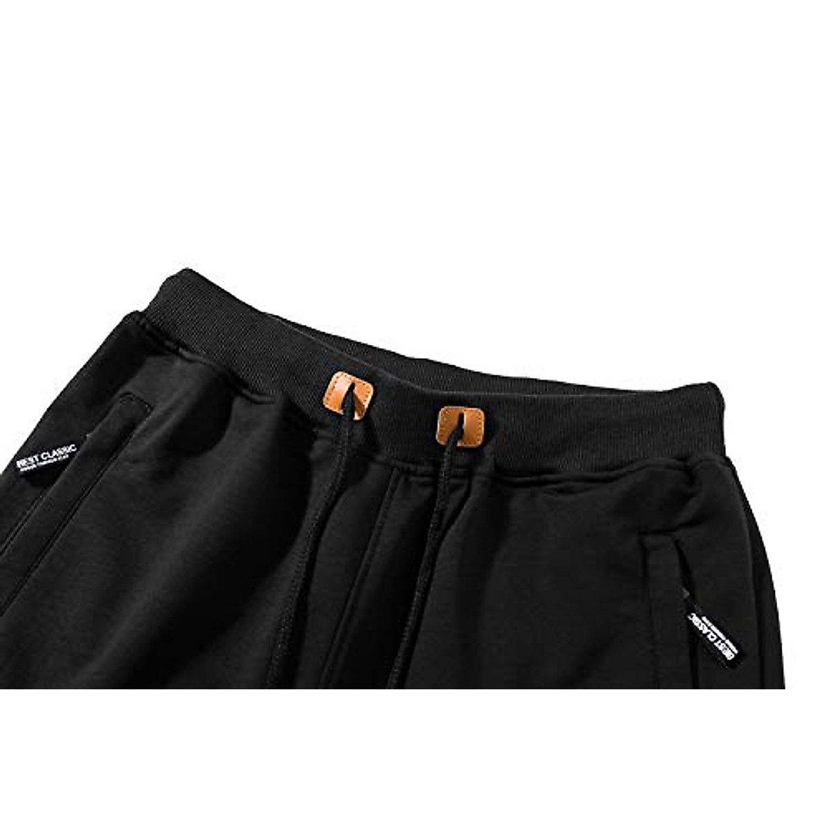 CRYSULLY Men's Casual Cotton Jogger Short Pant Active Gym Shorts for Workout,Training,Jogging Black