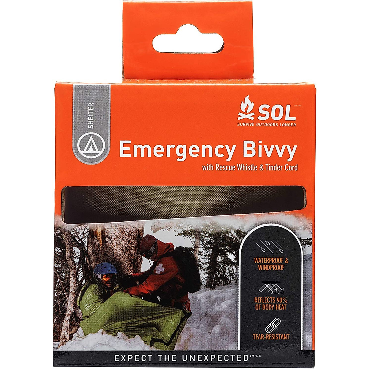 Survive Outdoors Longer 90% Emergency Bivvy - Comes with Survival Whistle & Tinder Paracord Drawstring - Add to Emergency Kit & Hiking Gear - Waterproof, Windproof & Tear-Resistant - 3.8 oz, Green