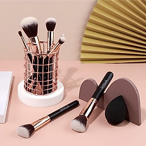 SIXPLUS Makeup Brushes Cosmetics Professional Essential 11-Piece Royal Golden Make Up Brush Set Kits with Makeup Bag and Pouch(Golden)