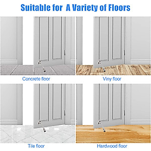 4 Pack Kickdown Door Stop, Commercial Heavy Duty Door Stops for Bottom of Door, Kickstand Door Stopper with Rubber Tip and Spring Lever, Adjustable, Easy to Kick Down Door Stoppers and Release